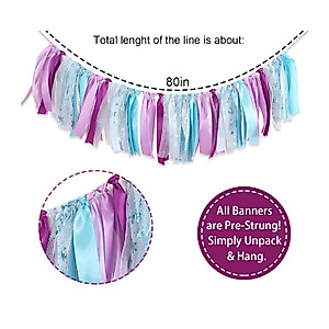 VAVAYAO Winter Onederland Ribbon Garland - Winter Onederland 1st Birthday Girl Decorations, High Chair Banners, Snow and Ice Princess Party Decorations, Winter Auderland Background Ribbon Banners