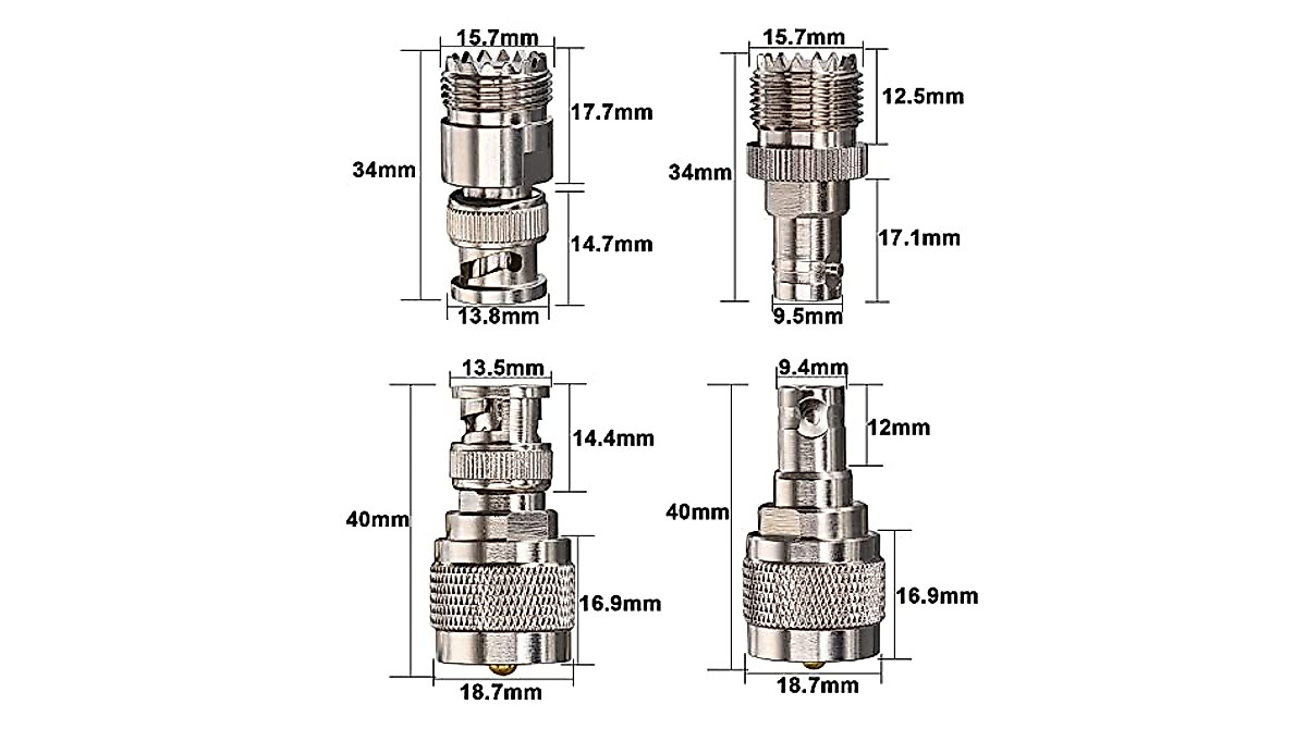 CB Radio Antenna Adapter Kit BNC to UHF | 4 Type RF Connectors