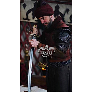 NoonKnives:Ertugrul Series (ErtugrulSword) custom made totally, carbon steel balde handle leather strip