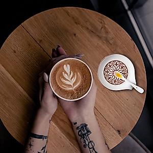 Misijuer Ceramic Stable Spoon Rest, Heat Resistant Spoon Holder for Kitchen Counter/Counter top/Stove Top, Dishwasher Safe, Modern White Farmhouse Kitchen Flower Décor