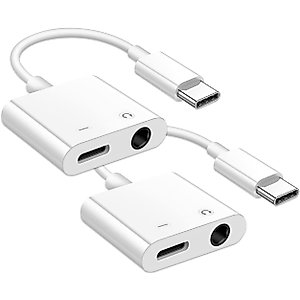 iPhone 15 Headphone Adapter,2Pack USB C to 3.5mm Headphone and Charger Adapter,2-in-1 Type C to Aux Audio Jack and Fast Charging Dongle Cable Cord for iPhone 16 Pro Max Plus,iPad Pro,Galaxy/Note,Pixel