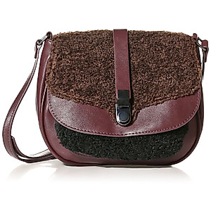 Danielle Nicole Womens Minx Faux Leather Flap Saddle Handbag Purple Small