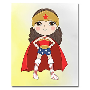 Cute Superhero Girls Wall Art Prints - Superhero Posters for Girls, Playroom Pictures for Kids, Heroic Bedroom Artwork, Inspirational Prints for Rooms - Unframed Set of 8 (8x10")