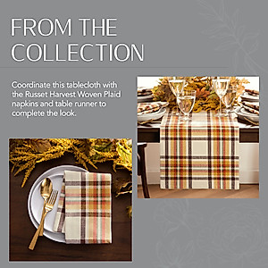 Elrene Home Fashions Russet Harvest Woven Plaid Cotton Tablecloth for Fall/Thanksgiving, 70" Round