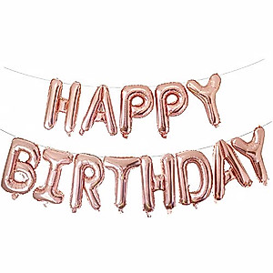 Rose Gold Sweet 16th Birthday Party Supplies Balloons for Girls|Boys-Happy Birthday Balloons Banner-Prefilled Rose Gold Confetti Metallic as Photo Booth Props