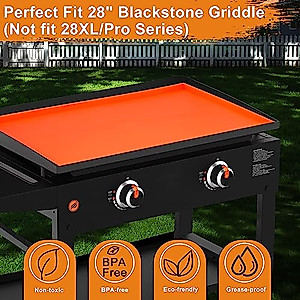 HEYYUMI 28" Griddlel Mat Cover for Blackstone,Grill Mat-Heavy Duty Food Grade Silicone Mat - All Season Cooking Surface Protective Cover (Not fit 28XL/Pro Series)