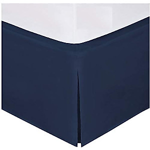 Fancy Collection Queen Size Easy Care Tailored Microfiber 14-inch Bed Skirt Solid Navy Blue New