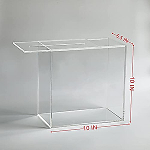 WHSLILR 10” Acrylic Card Box - Wedding Card Box for Reception, Birthday, Party, Money Box, Wishing Well, Graduation Party, Elegant Large Clear Card Box-ACB001-WZ