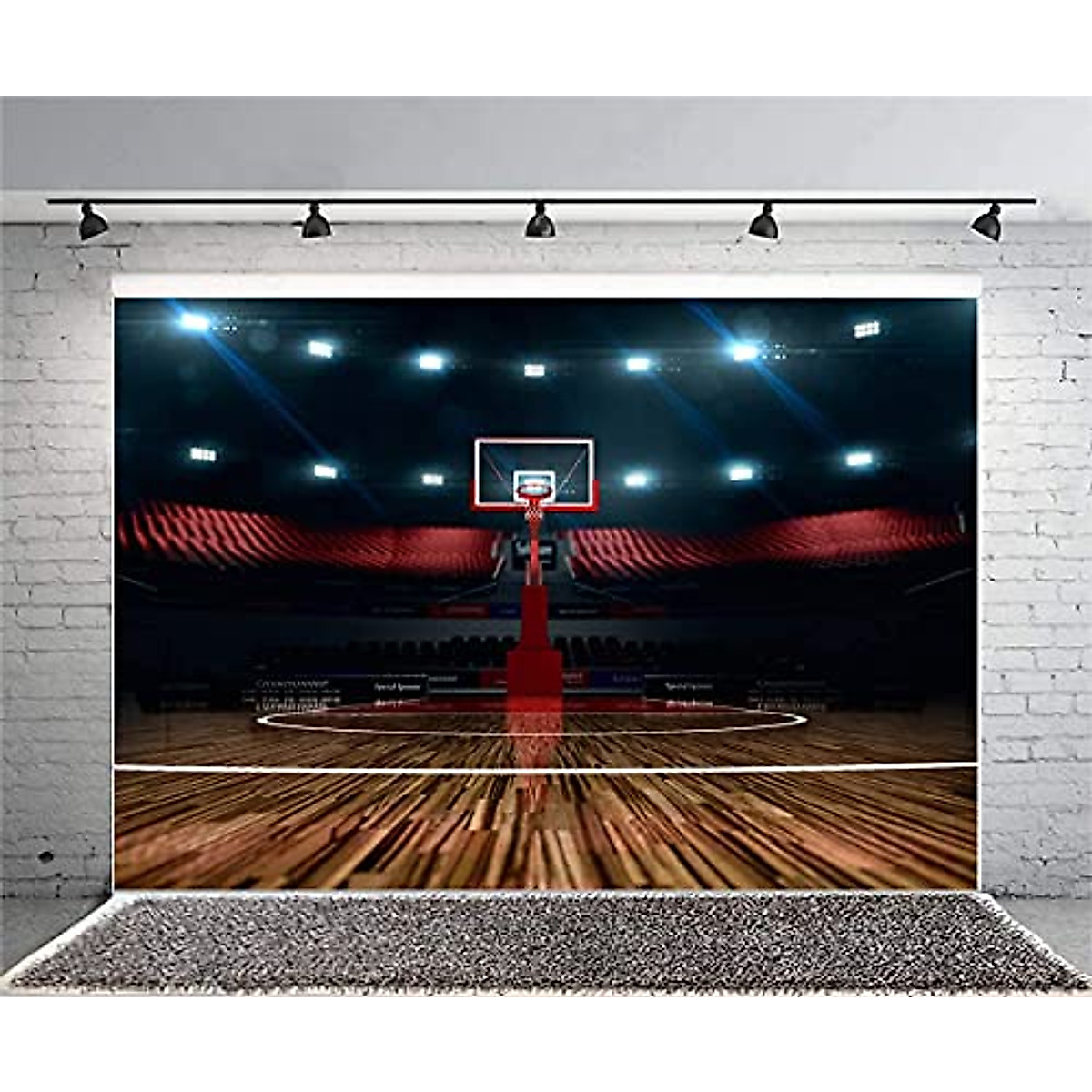 Flowerstown Basketball Court Backdrop Washable Polyester Backdrop, Basketball Backdrop for Birthday Parties Sports backdrops for Photography Decorations Living Room Studio Background 7x5ft FT004