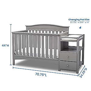 Delta Children Birkley Convertible Crib N Changer, Grey