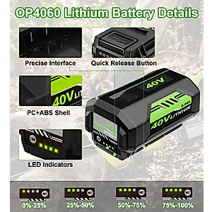 Moticett New Upgraded 6000mAh Replacement for Ryobi 40V Battery 6.0Ah Compatible with Ryobi Lithium Battery 40V Replacement for Ryobi 40 Volt Battery OP4026 OP40601 OP4050A OP4040 OP4030 OP4050