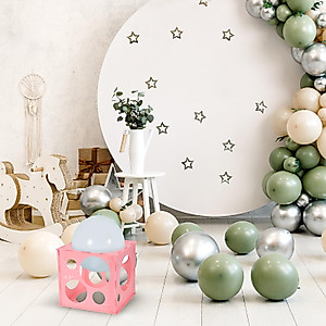 Auihiay Plastic Balloon Sizer Box Cube, Pink Collapsible Balloon Size Measurement Tool for Balloon Arches, Balloon Towers, Balloon Columns and Balloon Decorations (2-10 Inch)