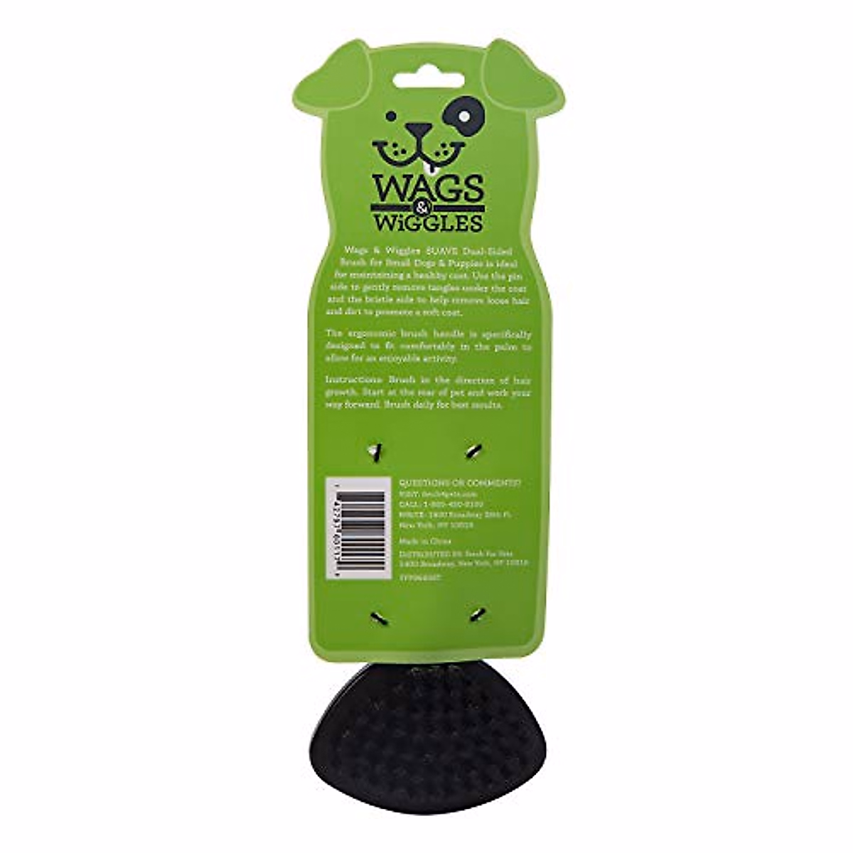 Wags & Wiggles Two-Sided Bristle and Squiggly Pin Brush for Small Dogs | Dog Brush for Dogs With Short Hair | Best Grooming Supplies for All Dogs, 2-in-1 Dog Grooming Brush