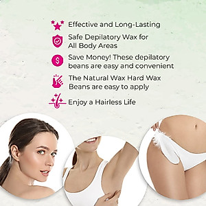 Natural Wax Hard Wax Beans - Professional Use 100% Organic - Hair Removal Wax Beads - Brazilian Waxing for All Body Parts - Large Refill Beads for Wax Warmer (32 oz)