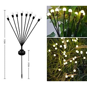 MONTPAL 8PCS Solar Powered Firefly Lights Outdoor Waterproof, Starburst Swaying Lights for Garden Yard, Flowerbed, Lawn and Walkway.