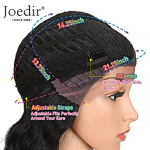 Joedir Lace Front Wigs 30'' Long Wavy Synthetic Wig 4.5" Deep Part HD Transparent Lace For Women 130% Density Wigs(BLACK COLOR)