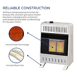 ProCom Heating Natural Gas Ventless Infrared Plaque Heater With Base Feet - 10,000 BTU, Manual Control - Model# MN100HPA-B
