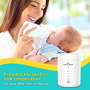 Easy@Home Portable Baby Warmer Bottle Milk: Warmer for Newborn Breastmilk and Formula with 6 Adapters 3 Minutes Fast Heating - Travel Bottle Warmer Fits in Any Storage Bag EMW001