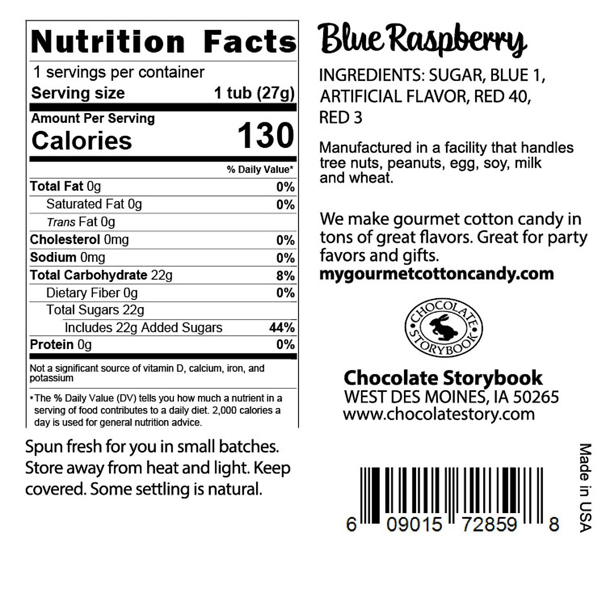 Blue Raspberry Cotton Candy Favors (Gift Set of 4) - Unique Ideas for Holidays, Birthdays, Celebrations, Party Favors