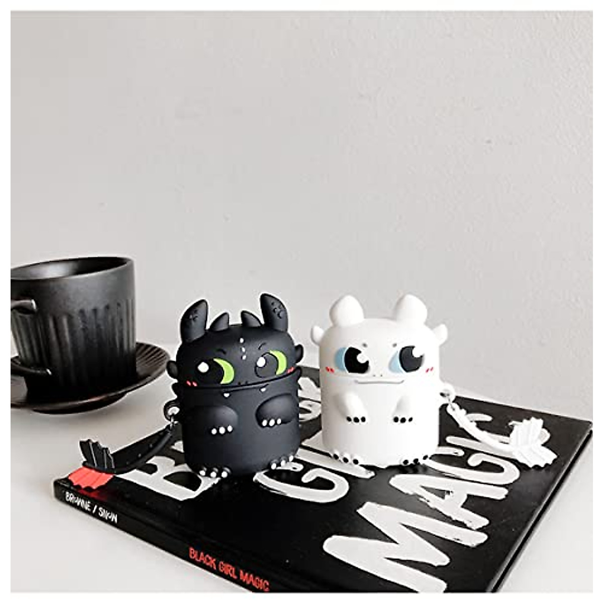 Air Pod 3 Case, Cute Cartoon Design Case Compatible with Air Pod 3rd Generation Case 2021, Protective Premium Silicone Case with Keychain. (3rd Night Evil Black)