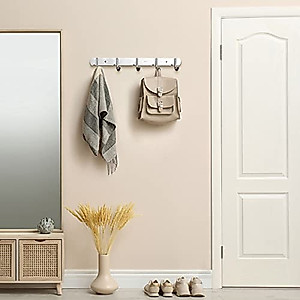 COCIVIVRE Coat Rack Wall Mounted No Drill 5 Hanging Hook Heavy Duty 304 Stainless Steel Hook Rack Brushed Finish Waterproof for Bedroom, Bathroom,Entryway Storage Set of 2 (15in)