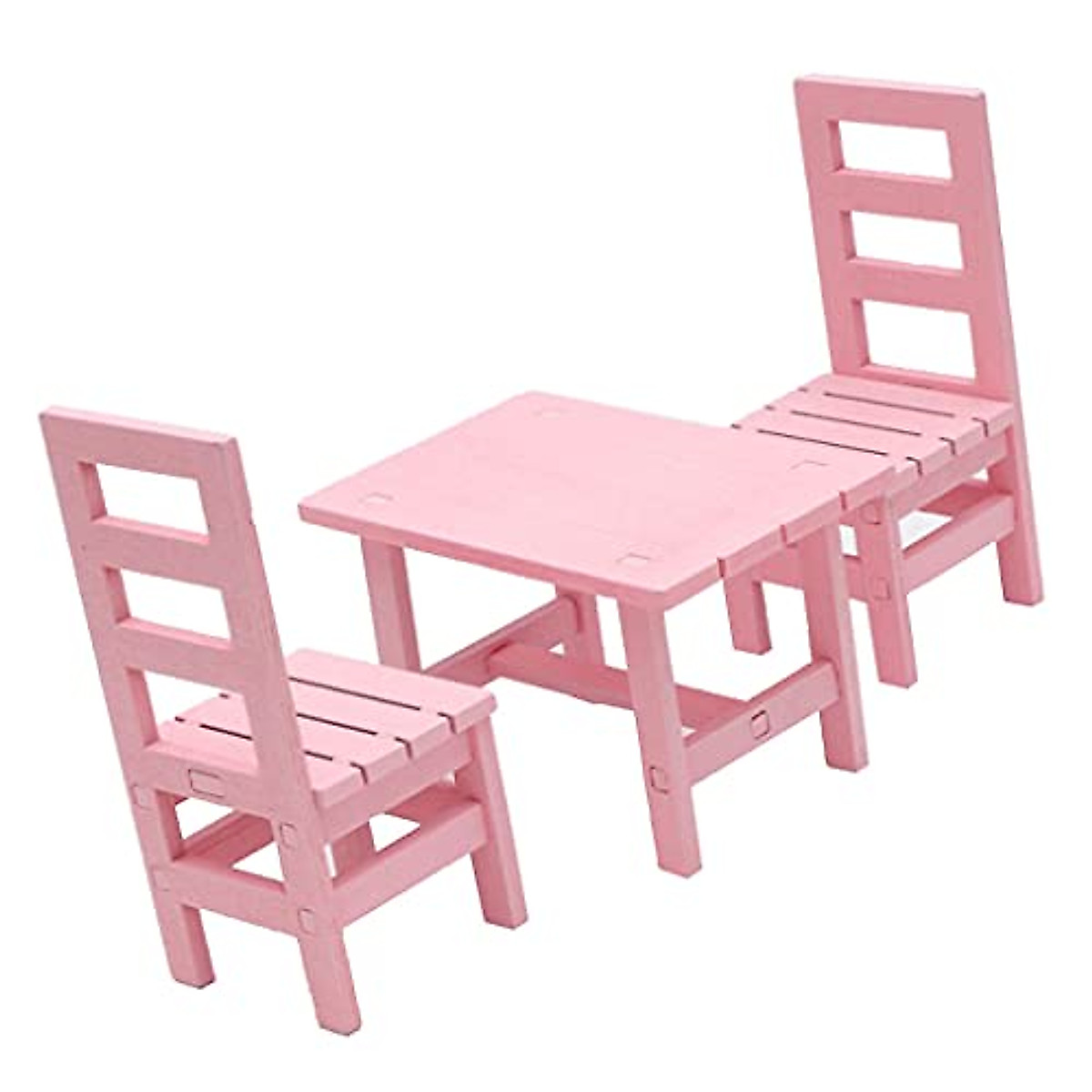 SM SunniMix 1/6 Doll Furniture, Wooden Square Chairs 3pcs/Set, Dollhouse Dining Room Living Room Decor, 12inch Doll Furnishings Model Toy, Pink