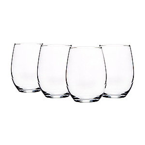 Home Essentials Red Series 15 ounce Stemless Wine Glass set of 4
