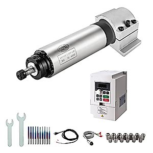 CNC Spindle Motor Kits, 110V 1.5KW Air Cooled Spindle CNC Spindle +110V 1.5KW VFD+Φ65mm Clamp Mount +Collet Set ER11+ Drill bits+ Wires+ Wrenches for CNC Router Machine