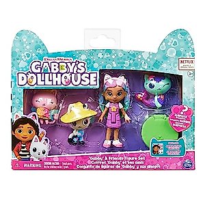 Gabby's Dollhouse, Gabby and Friends Figure Set with Rainbow Gabby Doll, 3 Toy Figures and Surprise Accessory Kids Toys for Ages 3 and up