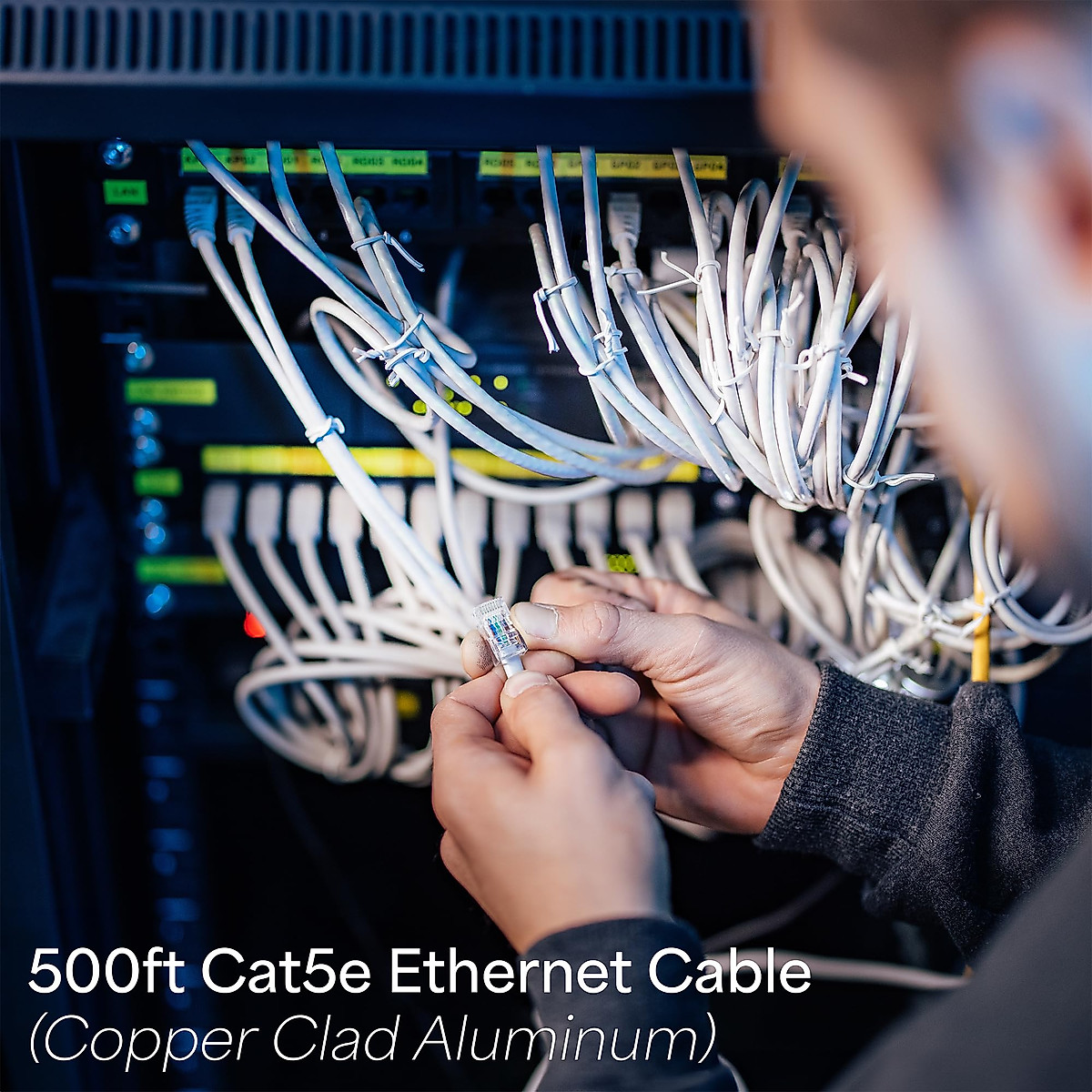 VIVO 500ft Bulk Cat5e, CCA Ethernet Cable, 24 AWG, UTP Pull Box, Cat-5e Wire, Indoor, Network Installations, White, CABLE-V002W