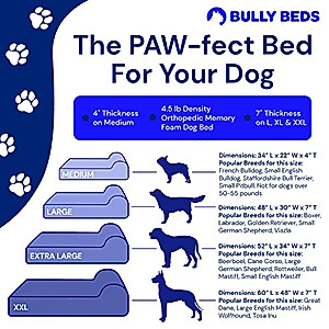 Bully beds Orthopedic Dog Bed - Memory Foam Dog Bed for Arthritic & Elderly Dogs - Machine Washable Dog Bed with Waterproof Liner - Large, 48 x 30 x 7 Inches -  Gray