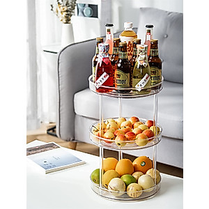 Amasses 3 Tier Clear Lazy Susan Organizer, 360 Degree Rotating Round Lazy Susan Turntable 9" Non-Skid Rotating Organization Storage Container for Kitchen, Cabinet, Pantry