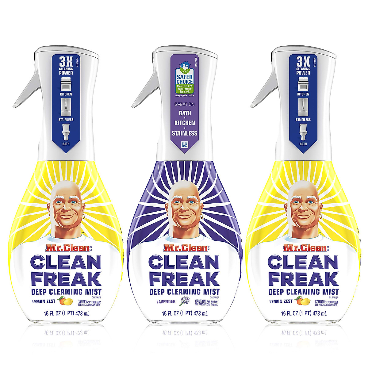 Mr. Clean All Purpose Cleaner, Clean Freak Mist for Bathroom & Kitchen Cleaner, Lavender & Lemon Scent, 3 Count (16 fl oz each)