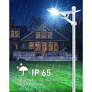 A-ZONE 800W Solar Street Lights Outdoor, 50000LM High Brightness Dusk to Dawn LED Lamp, Street Solar Lights, with Remote Control, IP65 Waterproof for Parking Lot, Yard, Garden, Patio, Stadium