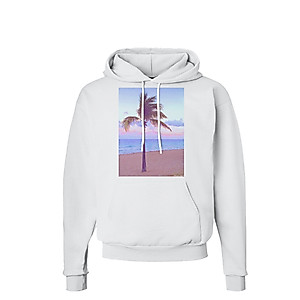 TOOLOUD Palm Tree Beach Filter Hoodie Sweatshirt White - Large