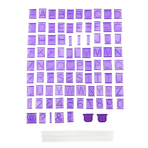 Wilton Cake Letter and Number Press Set, Use on Fondant or Buttercream Frosting, Ideal for Decorating Personalized Birthday Cakes, Includes 1 Holder, 2 Locks, and 85 Assorted Tiles, Purple
