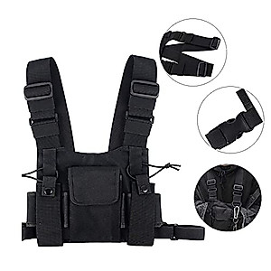 Clakllie Chest Bag Radio Chest Harness Chest Front Pack Pouch Holster Vest Rig Two Way Radio Walkie Talkie Chest Pack,Black