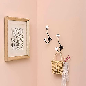 NIKKY HOME Wall Hooks Decorative 2 Pack Hanging Rustic Vintage Pumpkin Metal Iron Ceramic Antique Mounted Wall Hook for Towels Coat Bag Scarf Cap Hat Key for Farmhouse Mudroom Closet Bathroom, White