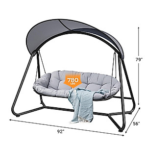 Grand patio Outdoor Patio Swing Chair 3-Person, 3-Seat Patio Swing Chair, Patio Lounge Chair Swing Set for Porch and Garden, Grey
