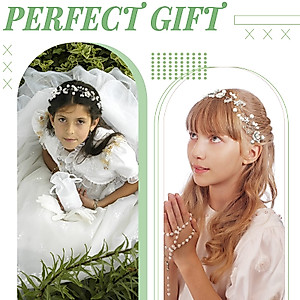 3 Pieces Flower Girl Headpiece Pearl Bridal Headband for Flower Girl Hair Accessory Rhinestone Princess Flower Girl Crown Cute Wedding Hair Accessories for Kids Girls Vine Hair Band (Silver)