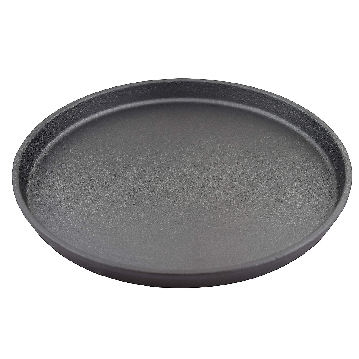 SUNRISE Round Cast Iron Set W/Rubber Wood Underliner For Making Pizza, Sizzling meat (11.80")