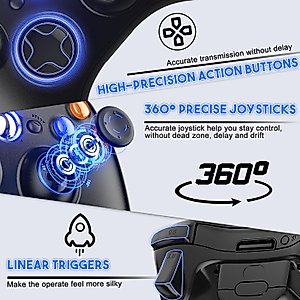 Gamrombo 2 Pack Replacement for Xbox 360 Controller, Wireless Controllers Gamepad Upgraded Joystick Compatible with 360 & Slim, Windows 11/10/8/7 PC Controller