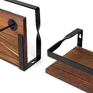 upsimples Floating Shelves, Bathroom Shelves Set of 3, Wood Wall Shelves with Removable Towel Bar, Wall Decor for Bathroom, Bedroom, Living Room, Kitchen, Dark Brown