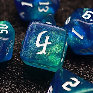 Haxtec 14PCS Glitter DND Dice Set Purple Blue Polyhedral RPG Dice for Dungeons and Dragons Gift