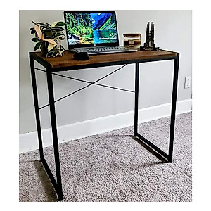 eHemco Multifunctional Rectangular Desk with Coffee Top and Black Legs