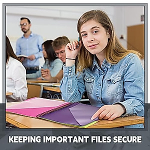 Yeaqee 8 Pack 12 Pocket Spiral Folders Notebook Bulk with Clear Front Pocket, Binder Project Organizer with 6 Dividers and Tab