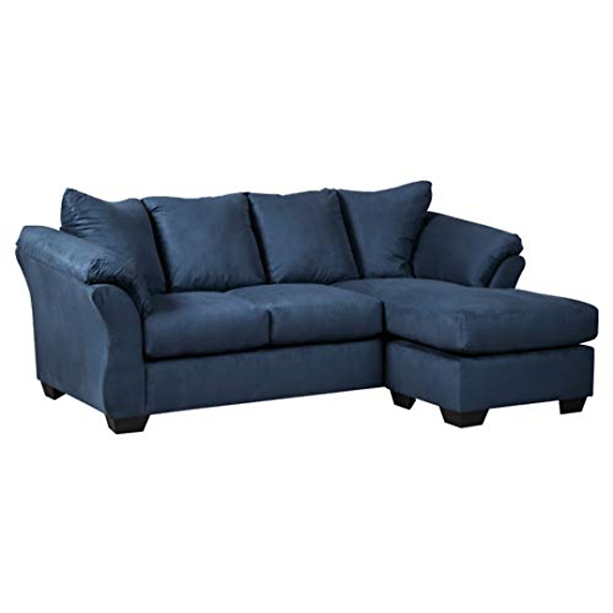 Signature Design by Ashley Darcy Casual Plush L-Shaped Reversible Sofa Chaise Chofa, Dark Blue