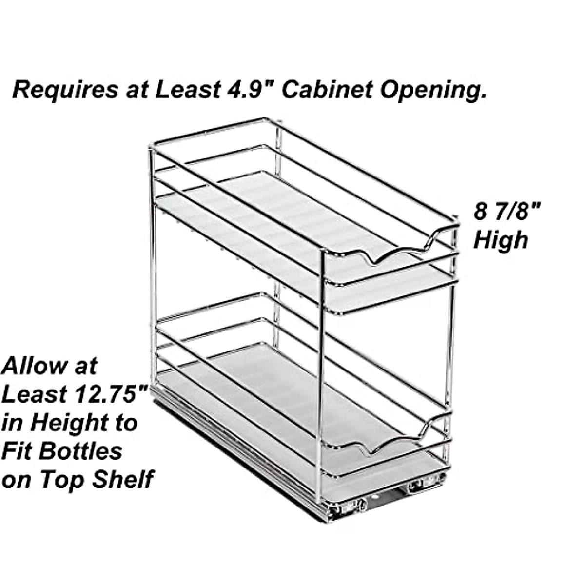 HOLDN’ STORAGE Spice Rack Organizer for Cabinet, Heavy Duty - Pull Out Spice Rack 5 Year Warranty - Spice Organization 4-1/2"Wx10-3/8 Dx8-7/8 H - Spice Racks for Inside Cabinets & Pantry Closet