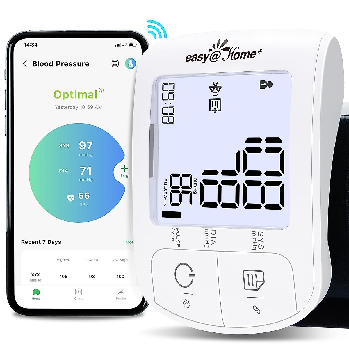 Easy@Home Wrist Blood Pressure Monitor: Easy@Home Bluetooth Smart Large Cuff BP Machine | Digital Sphygmomanometer | iOS & Android APP | EBP-085