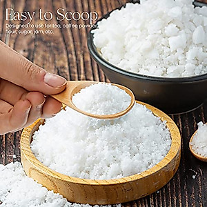 NUOMI 4 Pack Wooden Scooper Solid Wood Spoon Mini Salt Scoop with Short Handle for Loose Tea Leaves, Coffee Beans, Candy, Milk Powder, Spice, Natural Color